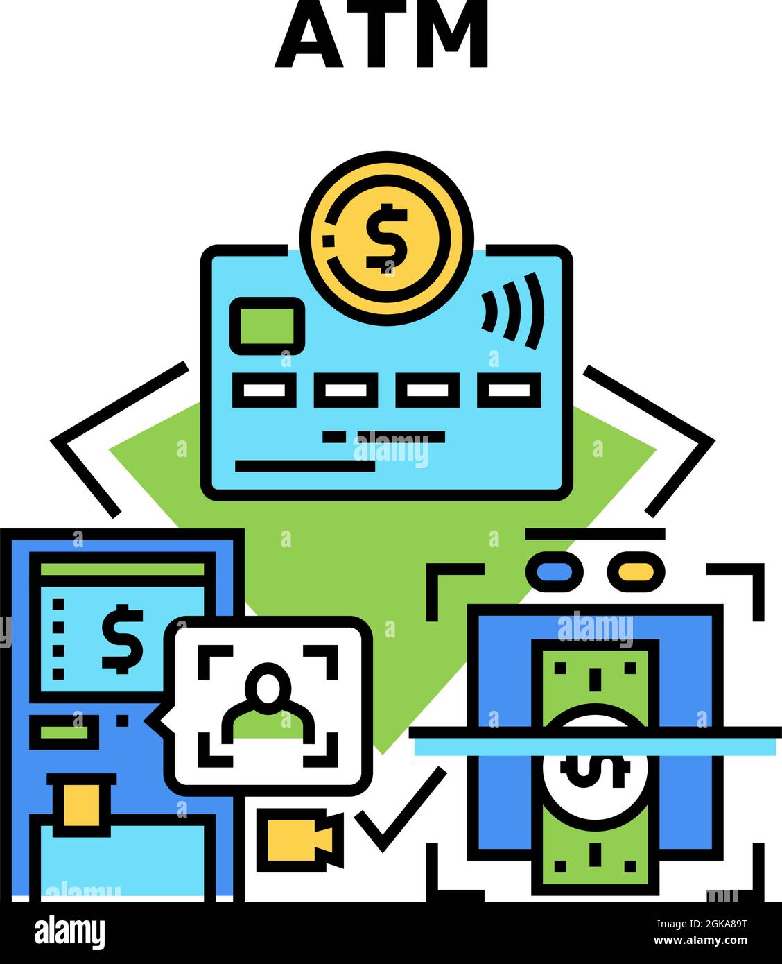 Atm Banking Machine Concept Color Illustration Stock Vector Image & Art ...