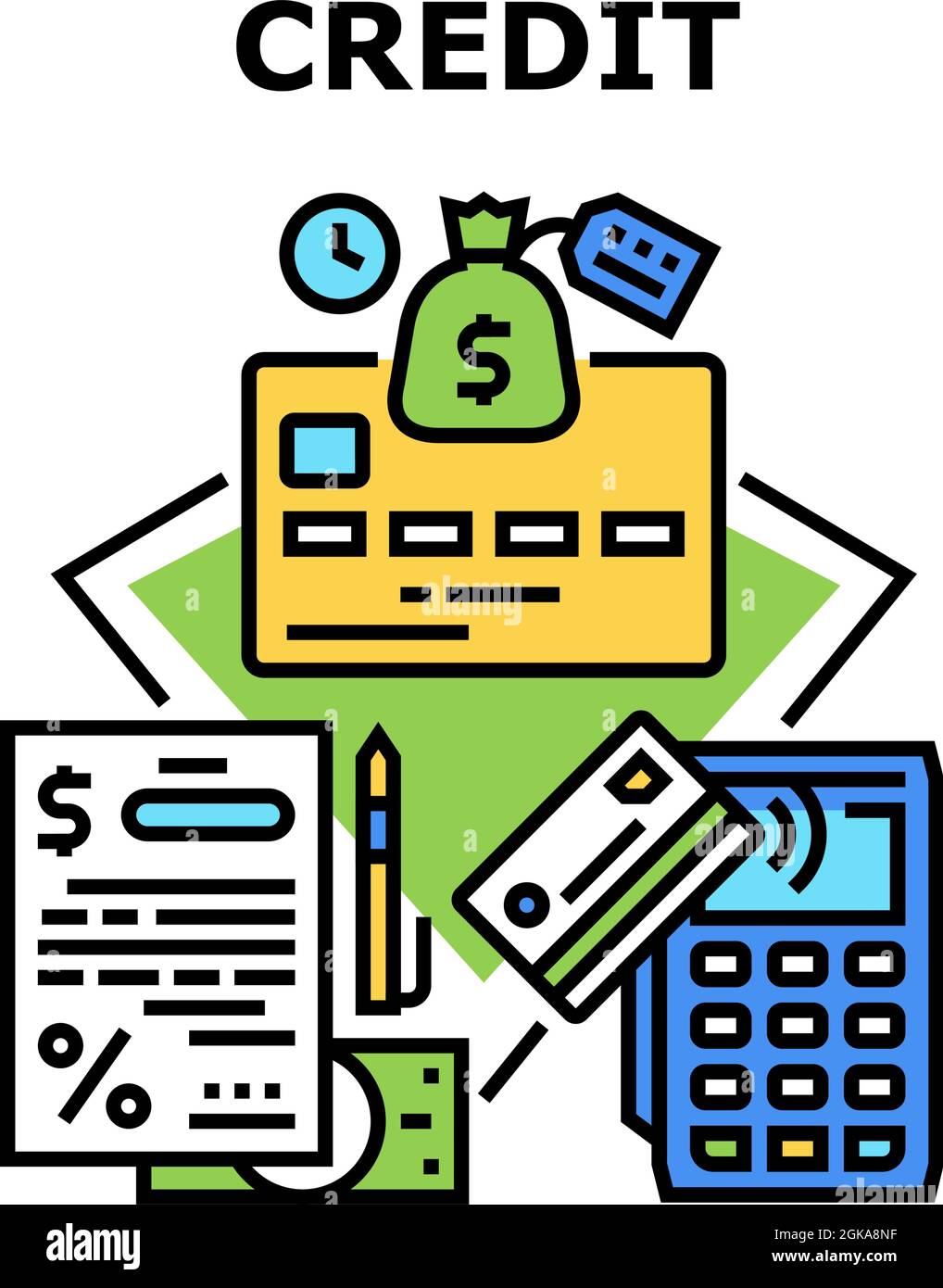 Credit Money Vector Concept Color Illustration Stock Vector Image & Art ...