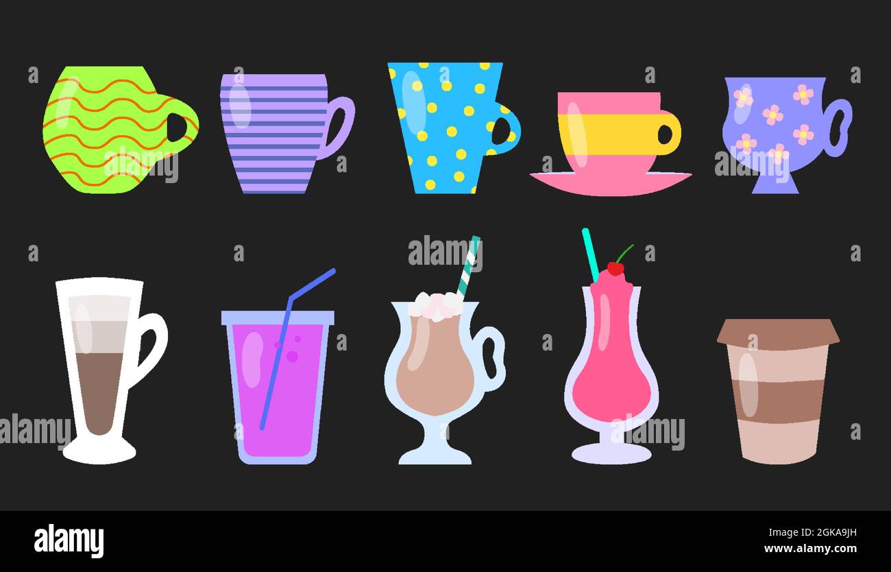 Colorful straw mugs Stock Vector Images - Alamy