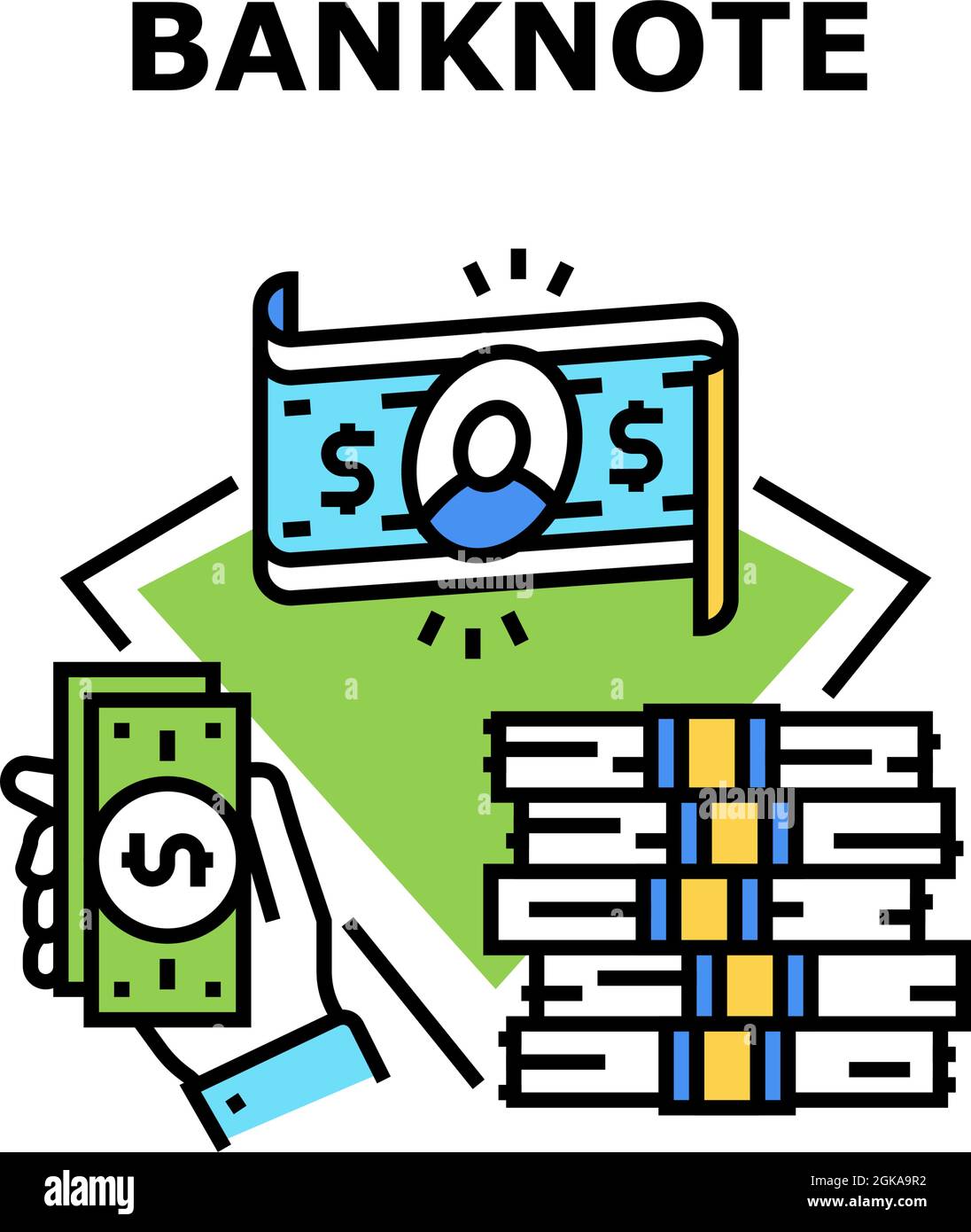 Banknote Money Vector Concept Color Illustration Stock Vector Image ...