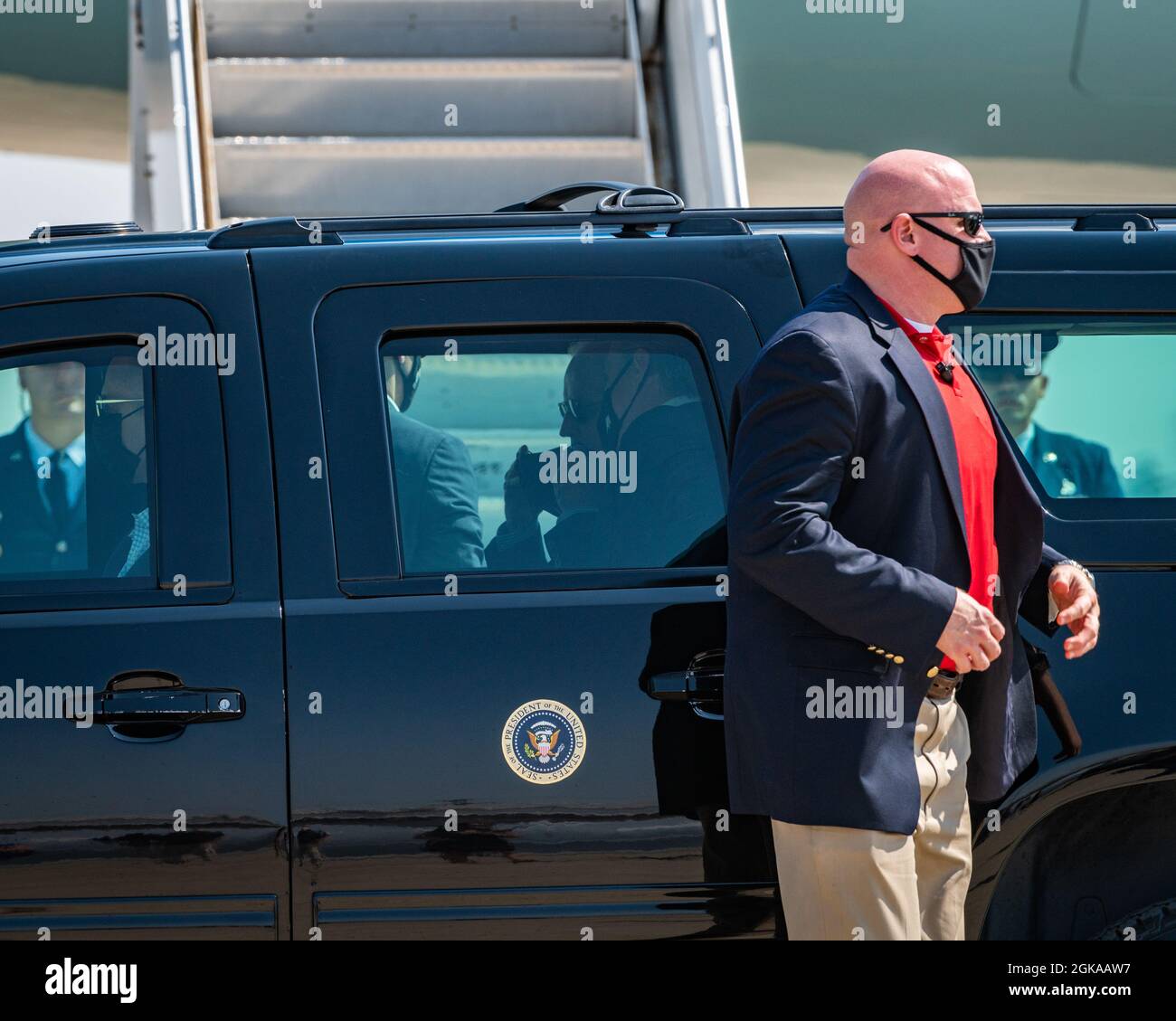 MATHER, CA, US.A. - SEPT. 13, 2021: President Joe Biden puts on a face ...