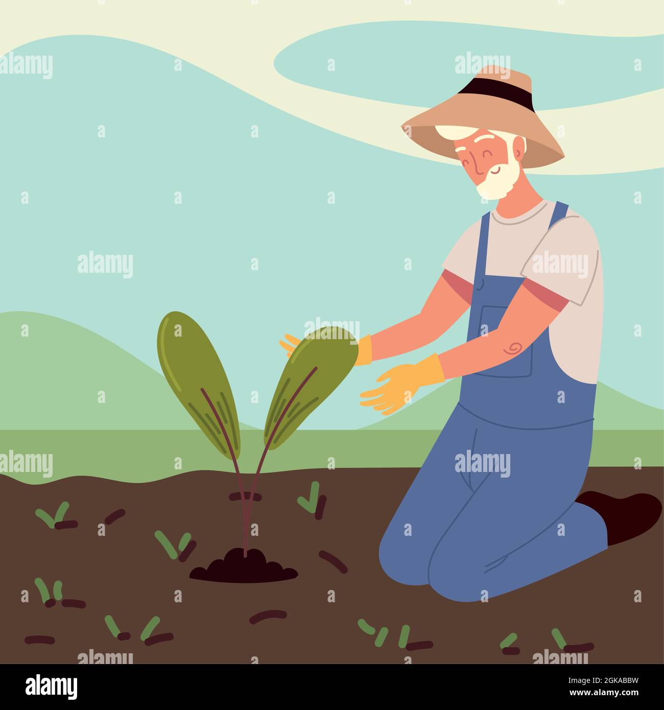grandpa planting a tree Stock Vector Image & Art - Alamy