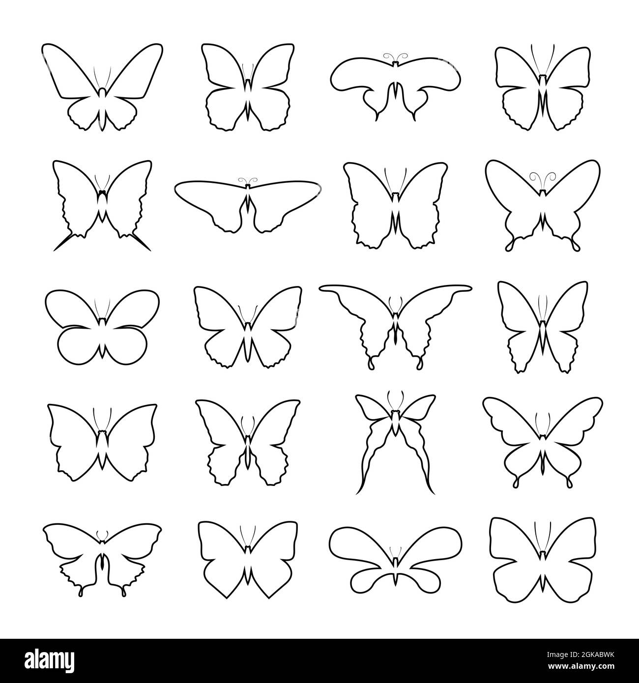 Vector of group shape of a butterfly on white background. Butterfly ...