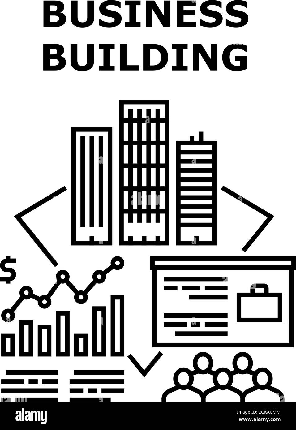 Business Building Tower Concept Black Illustration Stock Vector Image ...