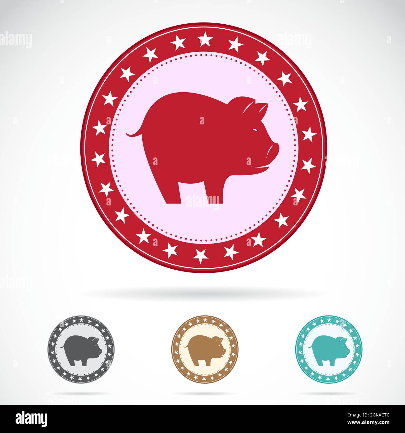Set of vector a pig label on white backgroundใ Easy editable layered ...