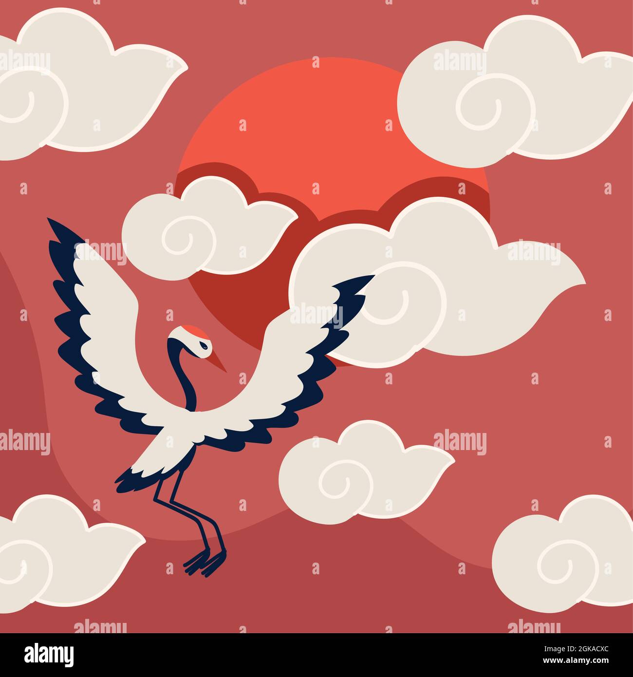 crane bird and clouds Stock Vector Image & Art - Alamy
