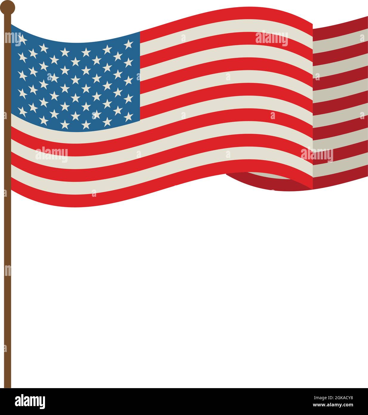 usa flag waving in pole icon Stock Vector Image & Art - Alamy