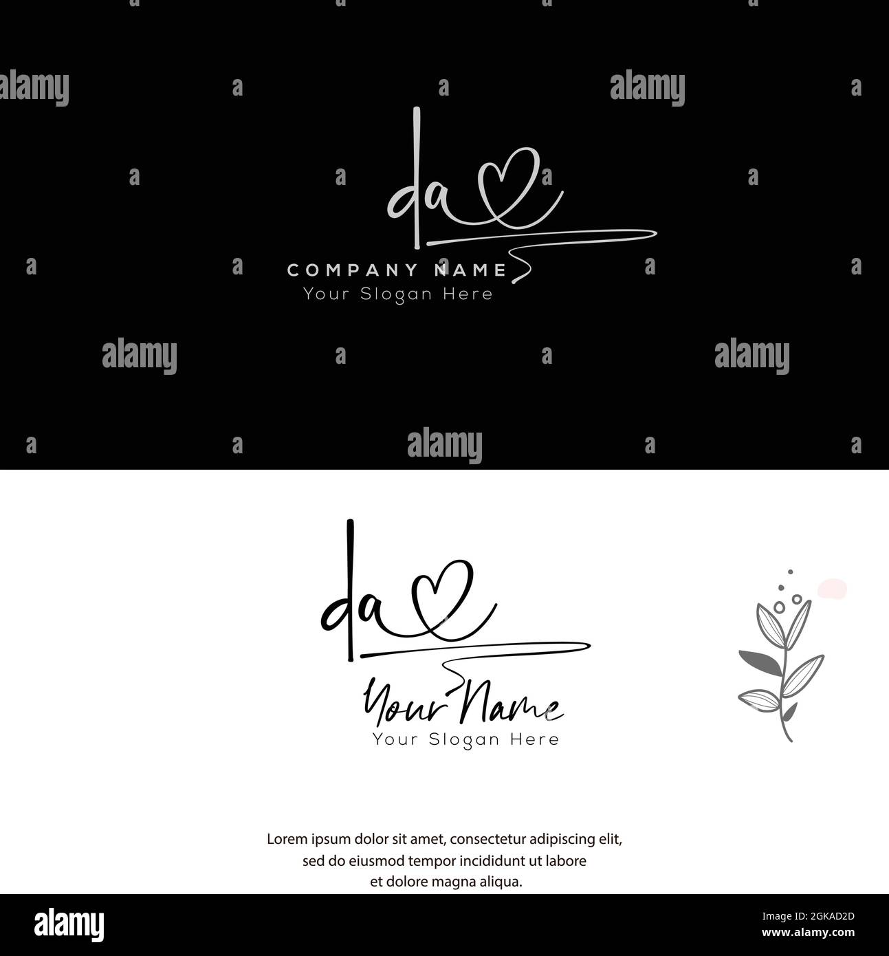 D A DA Initial letter handwriting and signature logo. Beauty vector ...