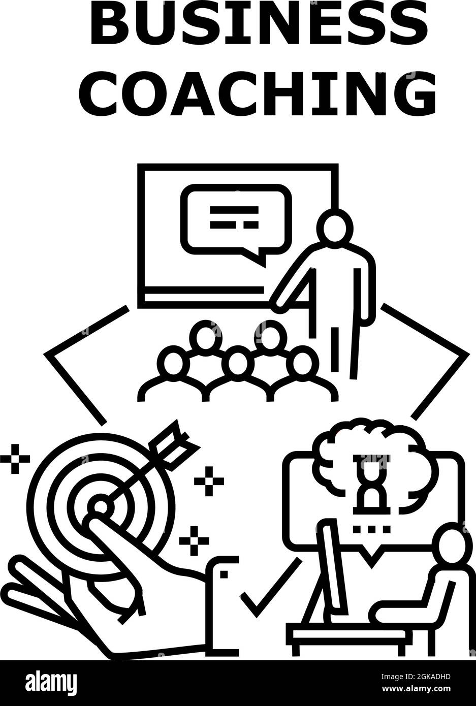 Business Coaching Event Concept Black Illustration Stock Vector Image ...