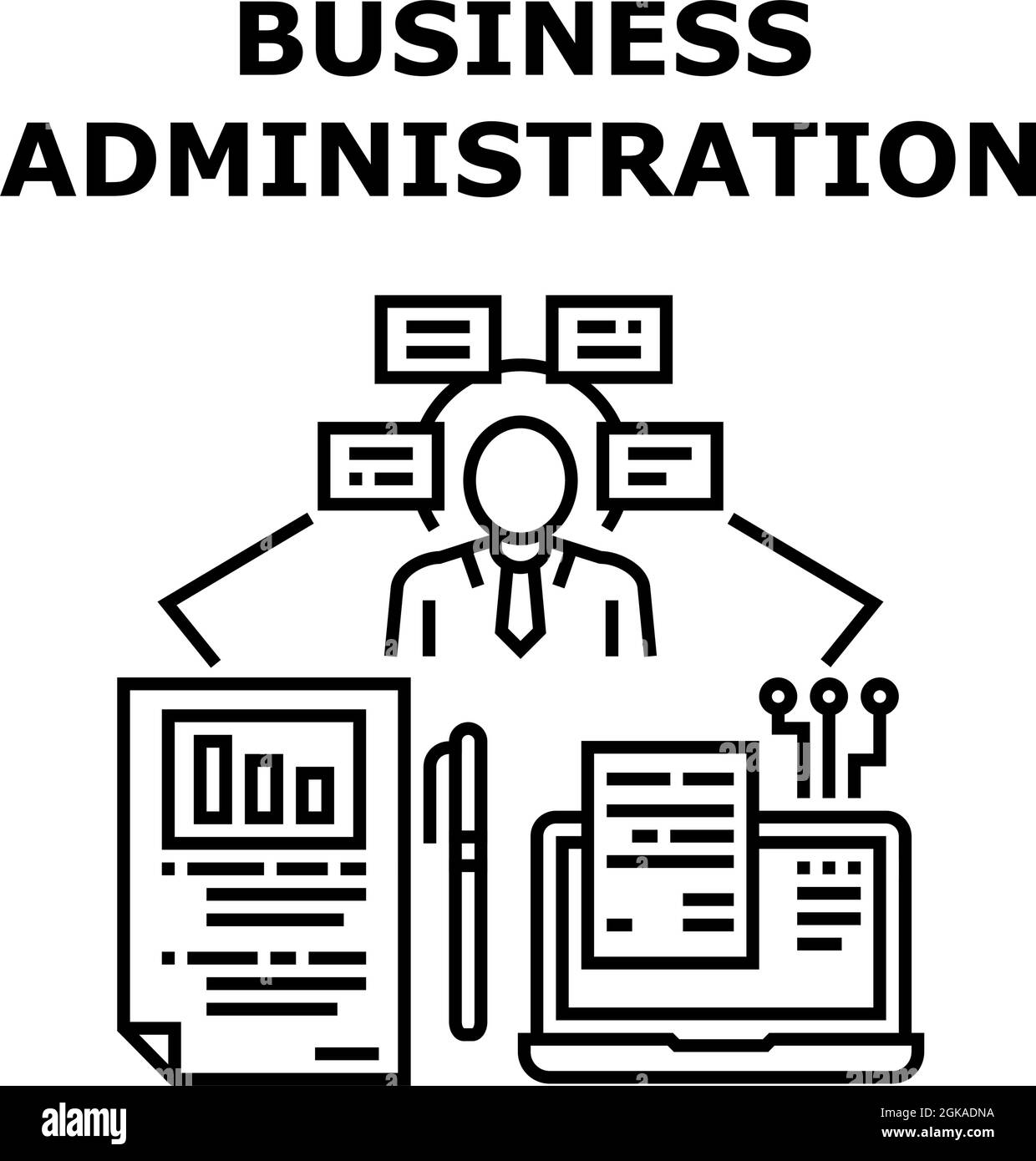 Business Administration Concept Black Illustration Stock Vector Image ...