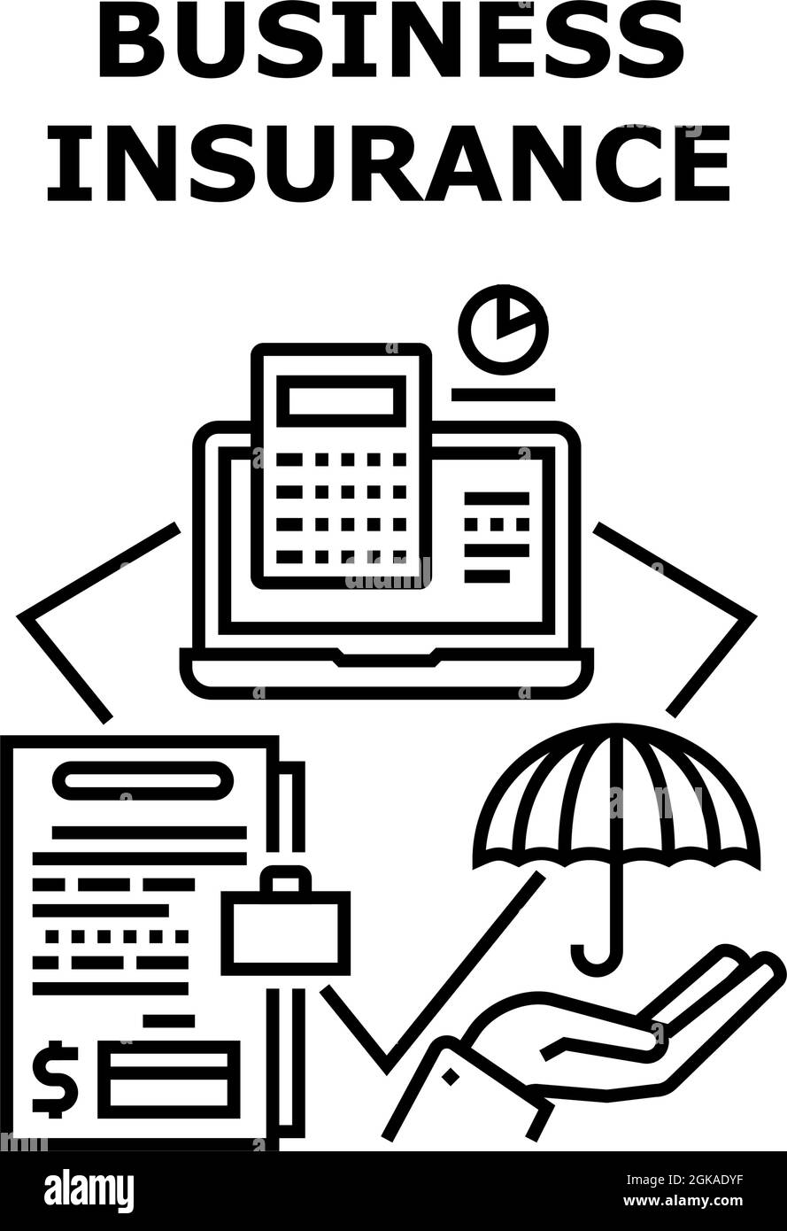 Business Insurance Concept Black Illustration Stock Vector Image & Art ...