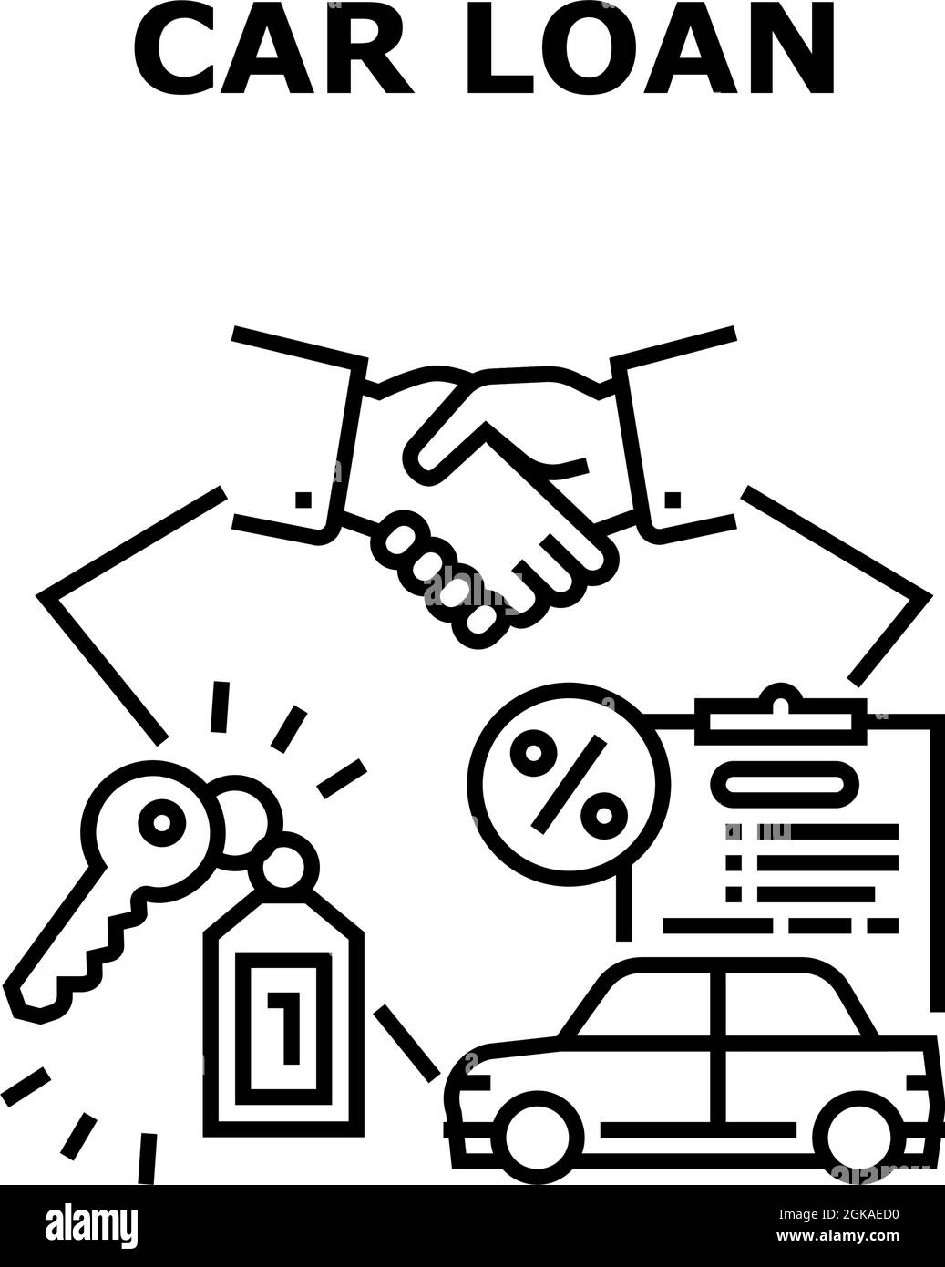 Car Loan Agreement Concept Black Illustration Stock Vector Image & Art ...