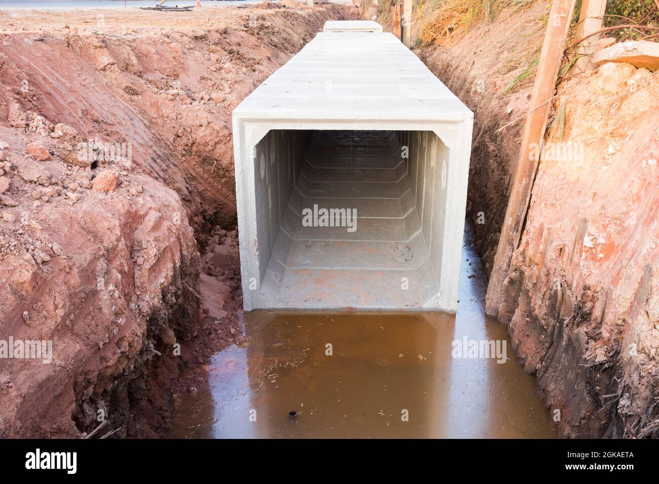 Large size square concrete manholes are installed at construction site ...