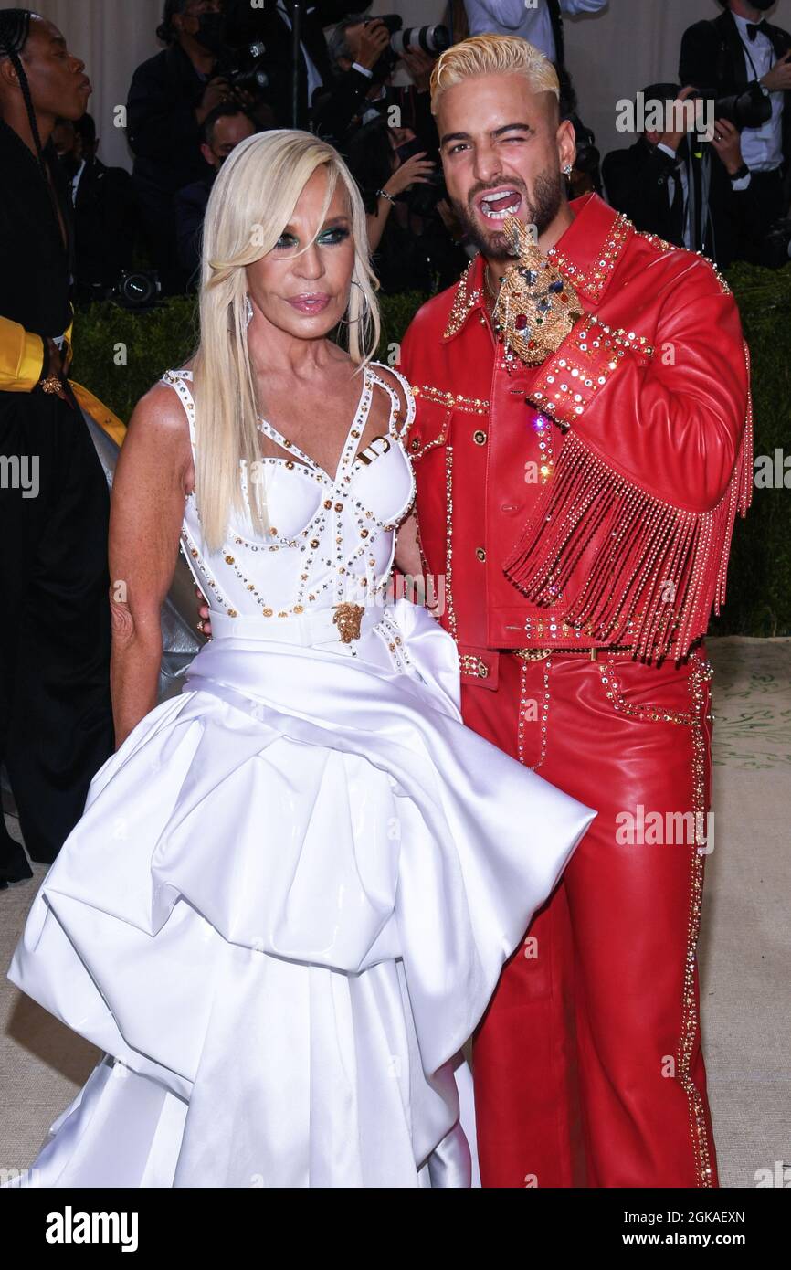 New York, USA. 13th Sep, 2021. Donatella Versace and Maluma walking on ...