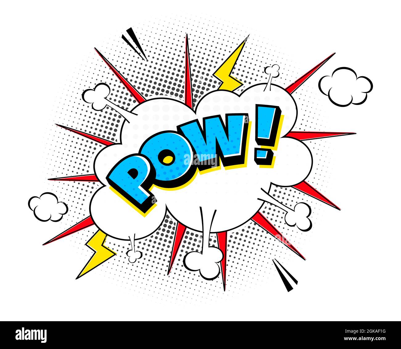 Pow comic speech bubble halftone shadow text expression retro comic ...