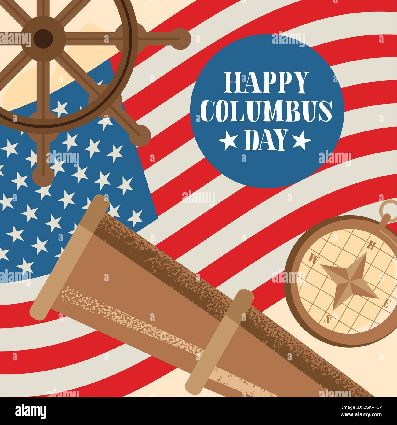 Columbus Day celebration poster with flag Stock Vector Image & Art - Alamy