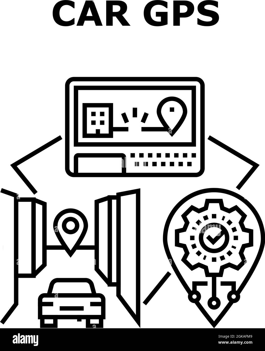 Car Gps Device Vector Concept Black Illustration Stock Vector Image ...