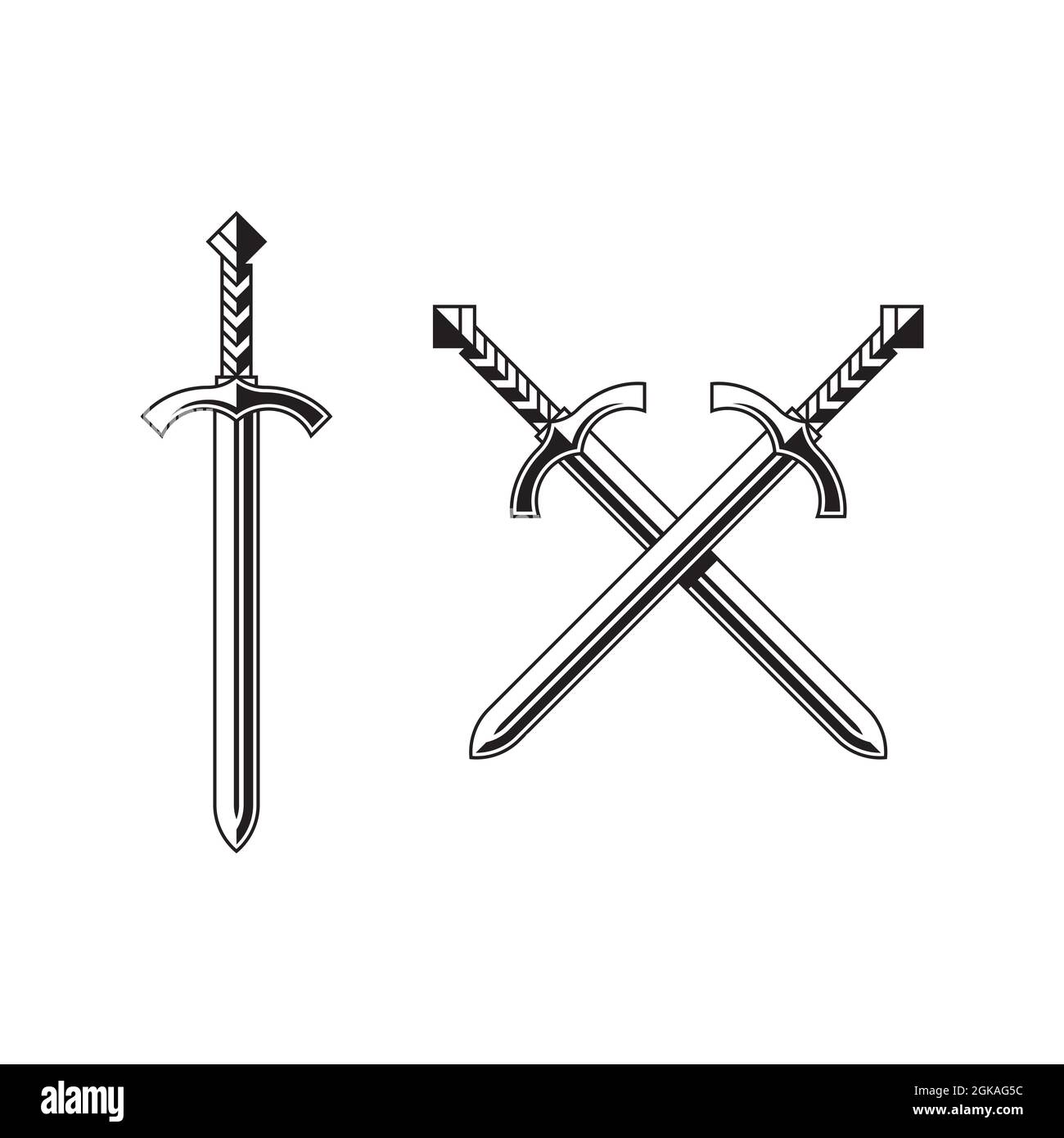 knight swords isolated on white background. Swords silhouettes. Vector ...