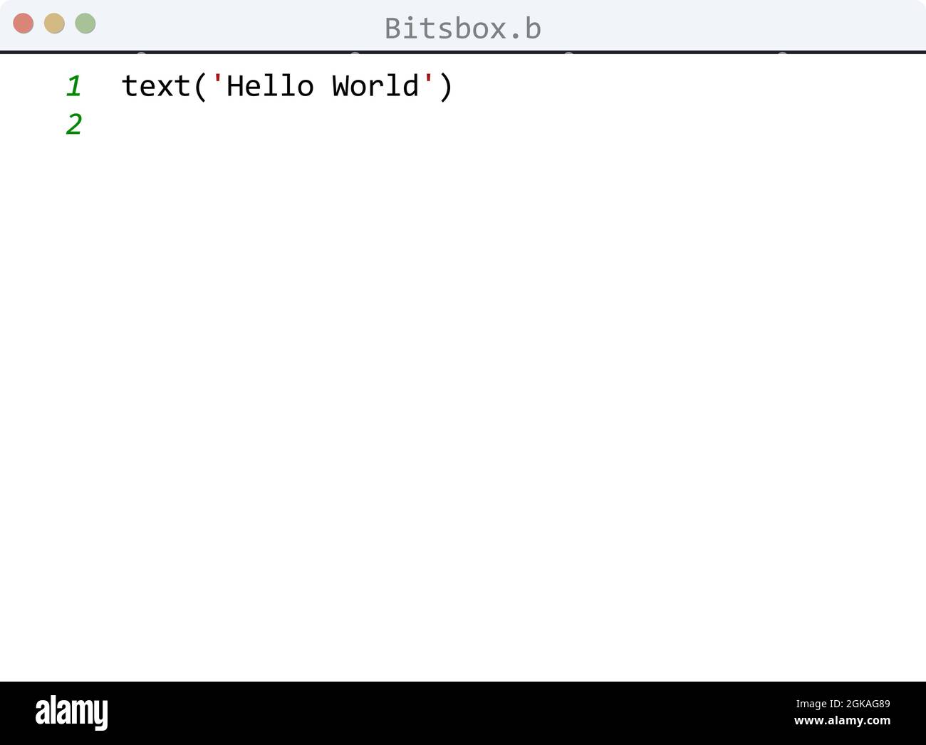 Bitsbox language Hello World program sample in editor window illustration Stock Vector Image ...