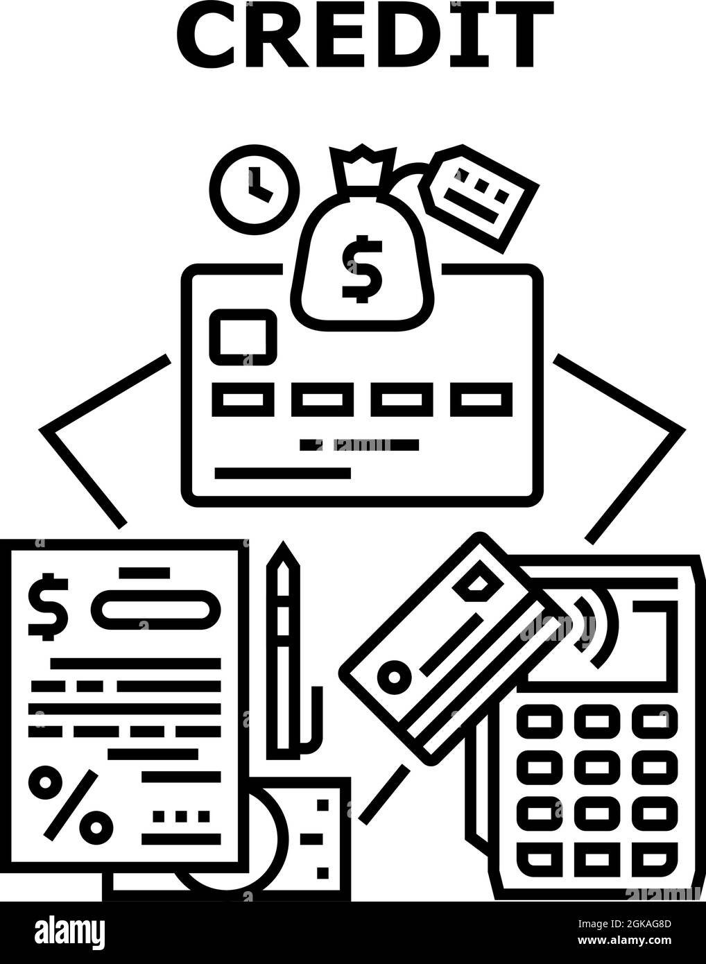 Credit Money Vector Concept Black Illustration Stock Vector Image & Art ...