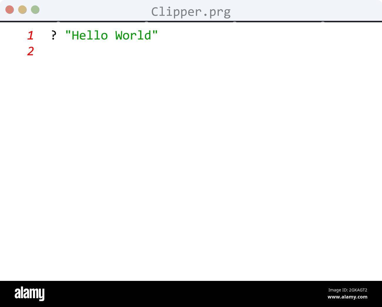 Clipper Language Hello World Program Sample In Editor Window