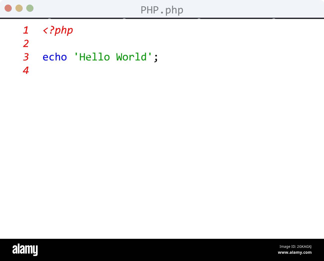 Php Language Hello World Program Sample In Editor Window Illustration Stock Vector Image And Art