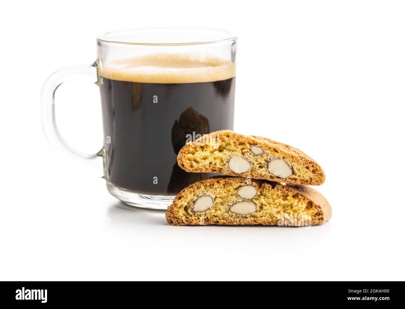 Italian cantuccini cookies and coffee cup. Sweet dried biscuits with ...
