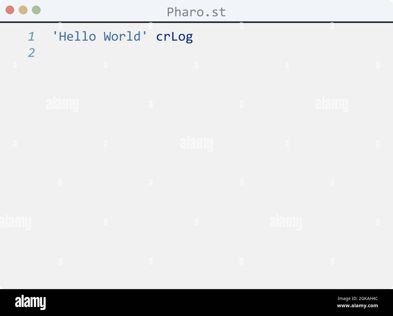 Pharo Language Hello World Program Sample In Editor Window Illustration