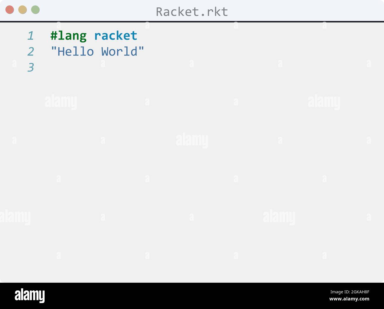 Racket language Hello World program sample in editor window illustration Stock Vector Image ...