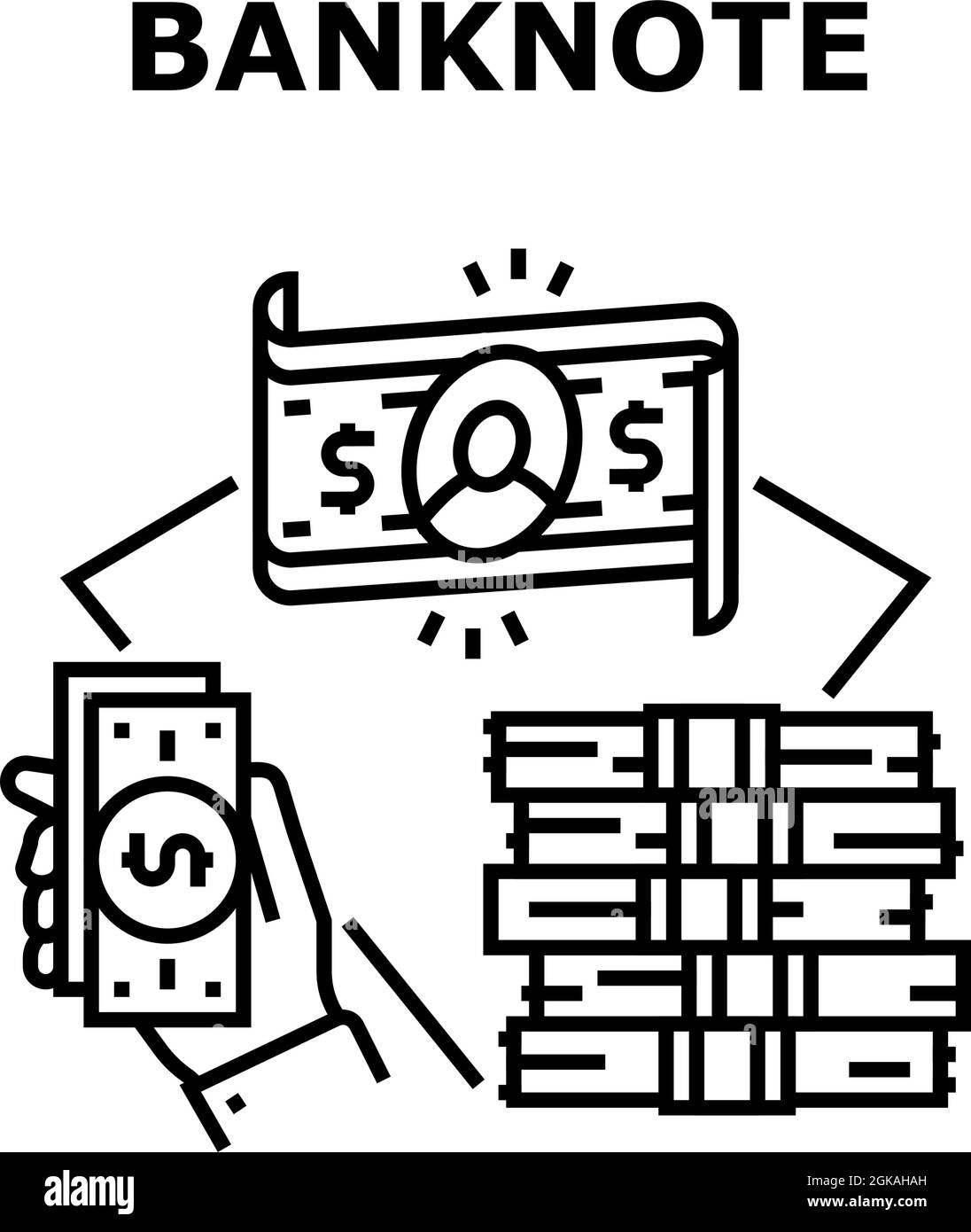 Banknote Money Vector Concept Black Illustration Stock Vector Image ...