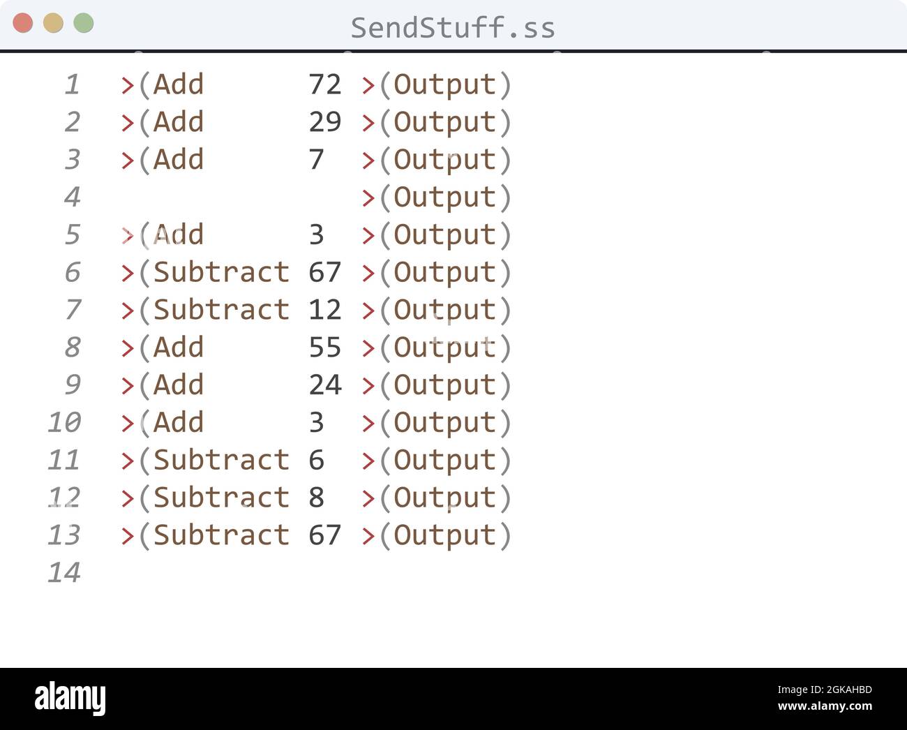 Sendstuff Language Hello World Program Sample In Editor Window