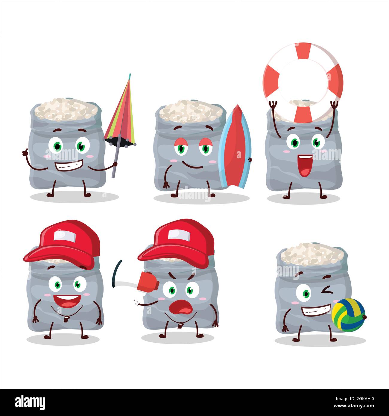 Happy Face white beans cartoon character playing on a beach. Vector ...