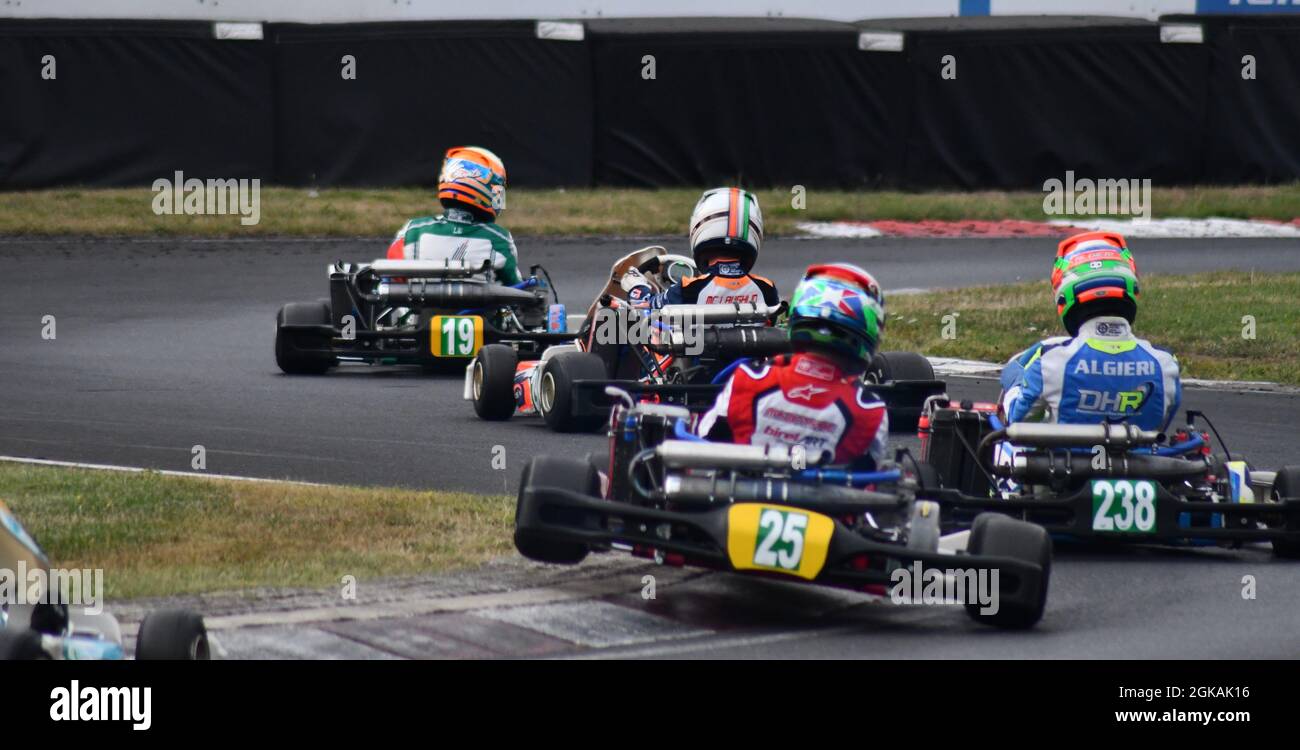 Action during a go kart race on a circuit specifically designed for go ...