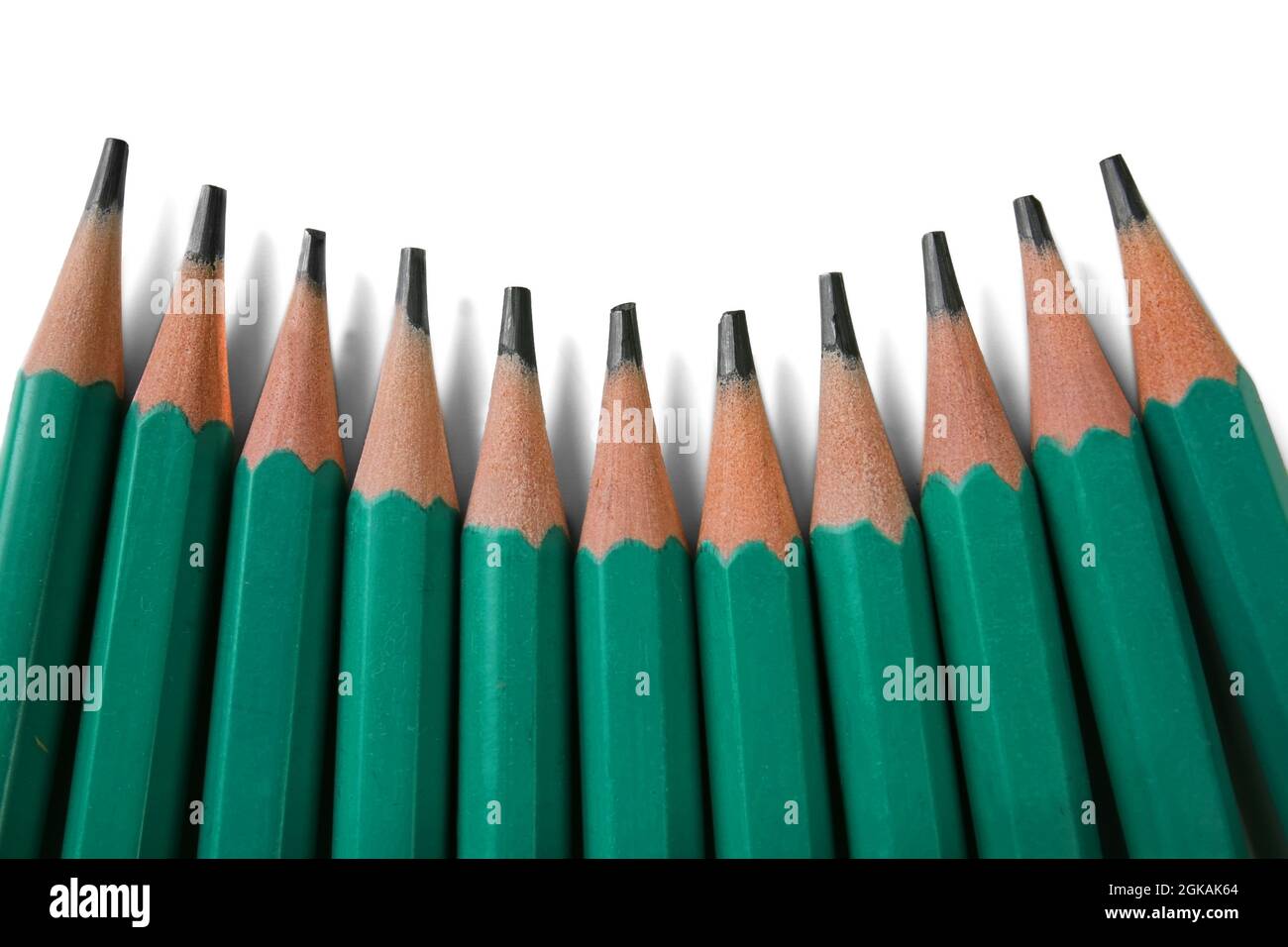 Green pencils on white background Stock Photo - Alamy