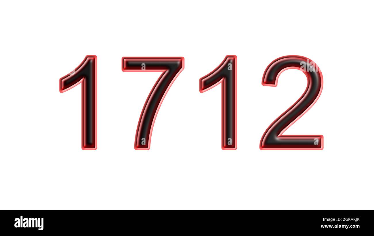 red 1712 number 3d effect white background Stock Photo - Alamy