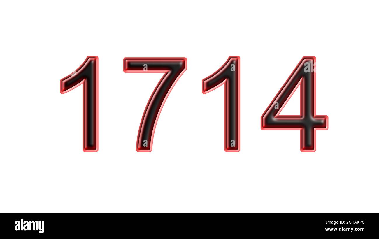 red 1714 number 3d effect white background Stock Photo - Alamy