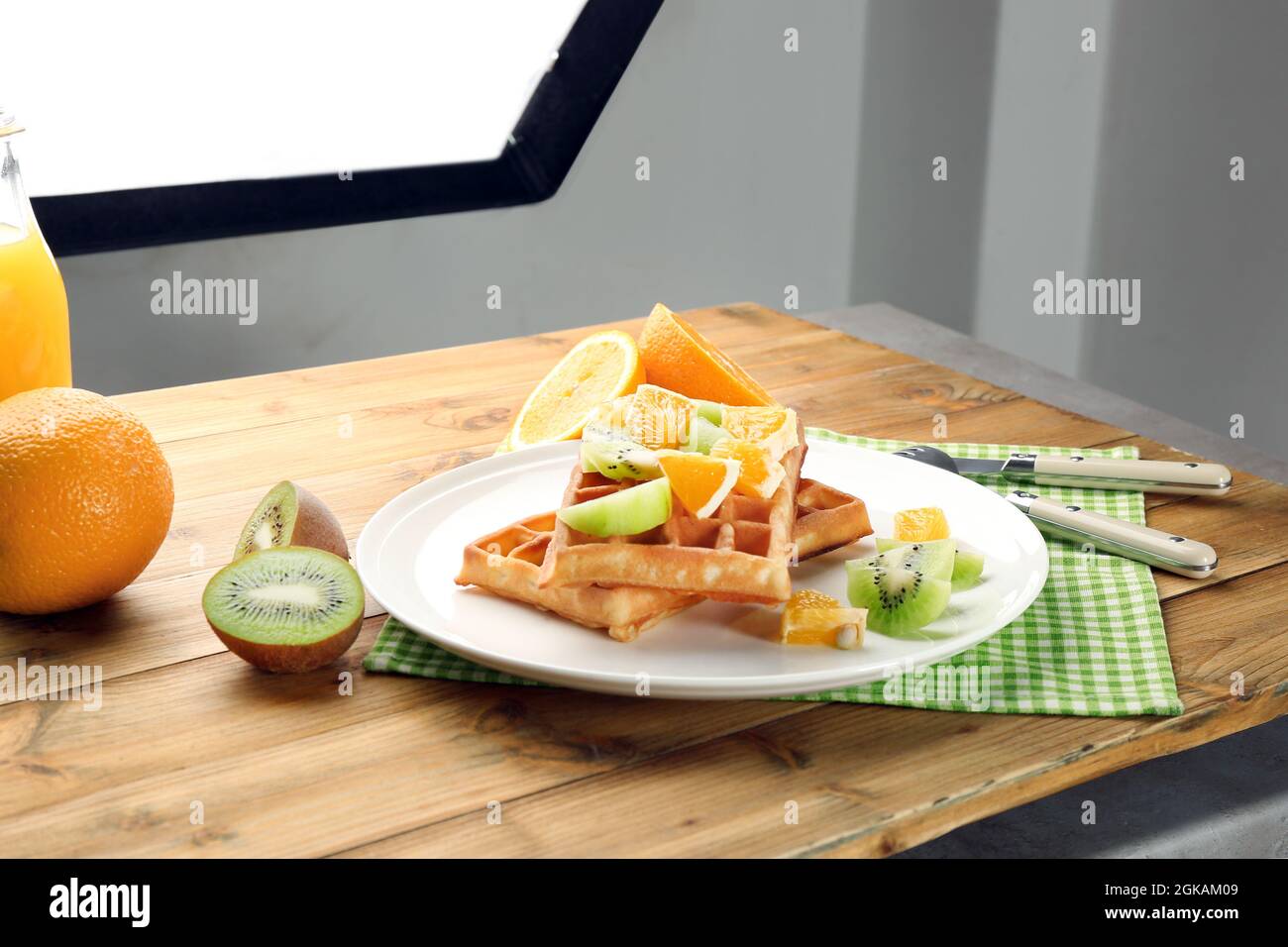 Photo studio with professional lighting equipment during shooting food ...