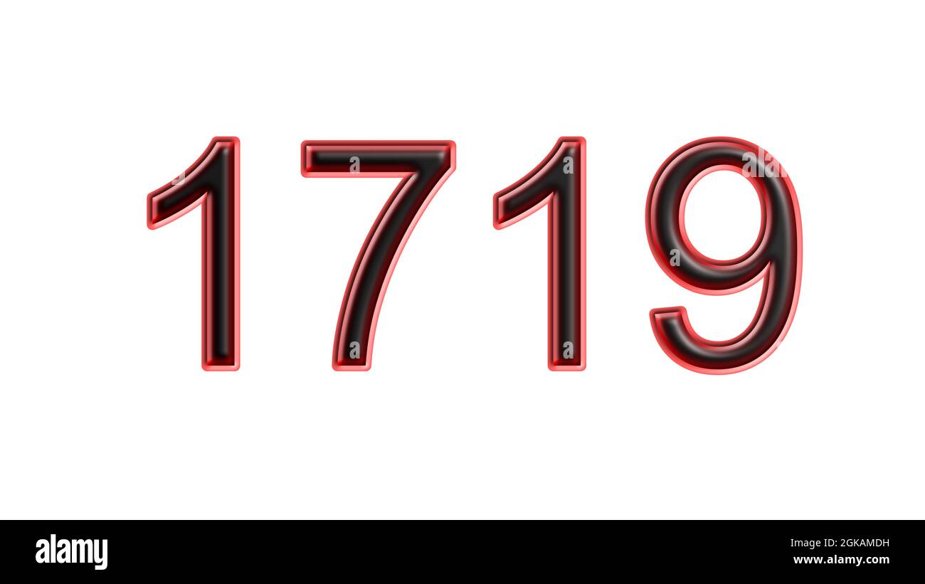 red 1719 number 3d effect white background Stock Photo - Alamy