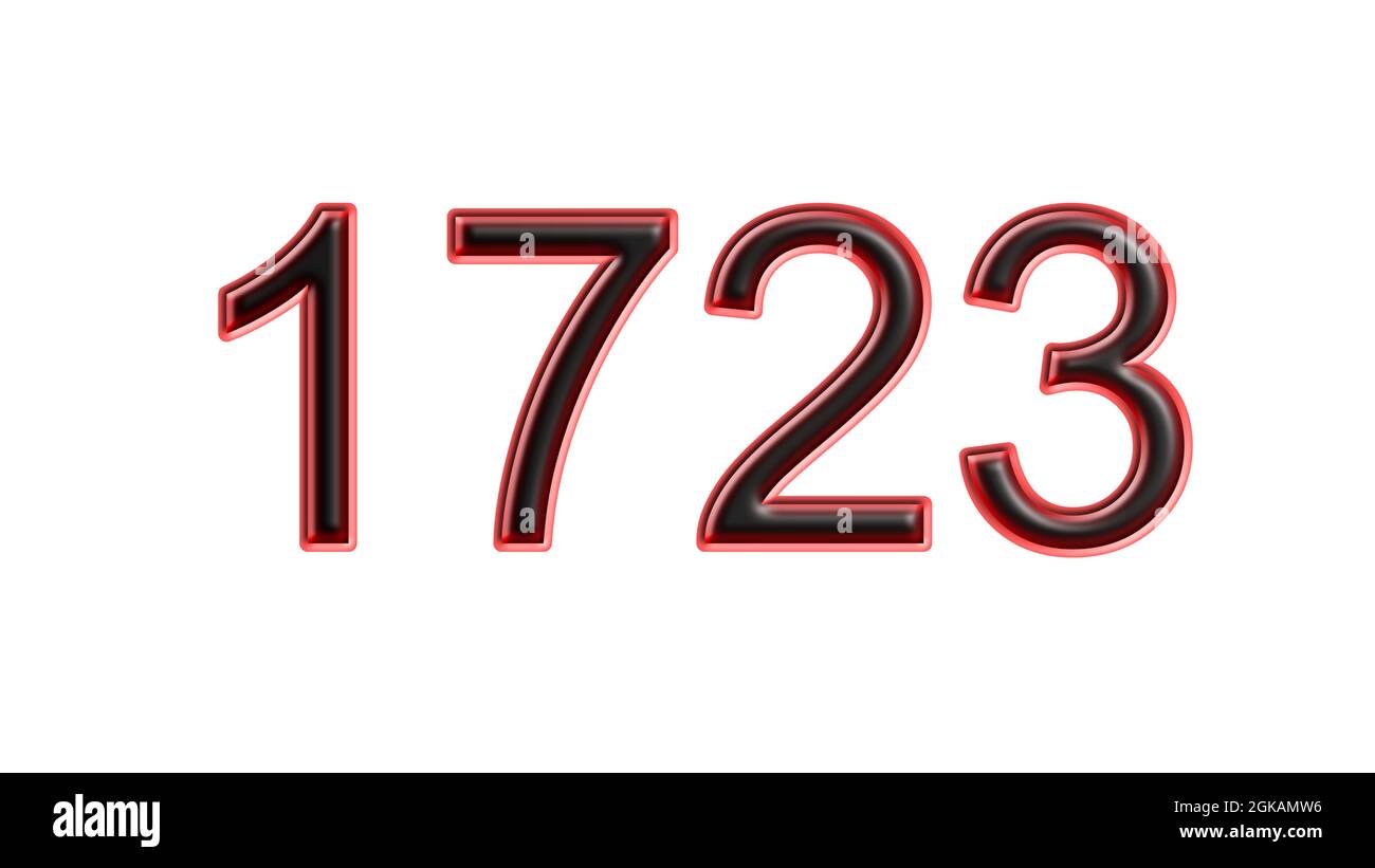 red 1723 number 3d effect white background Stock Photo - Alamy