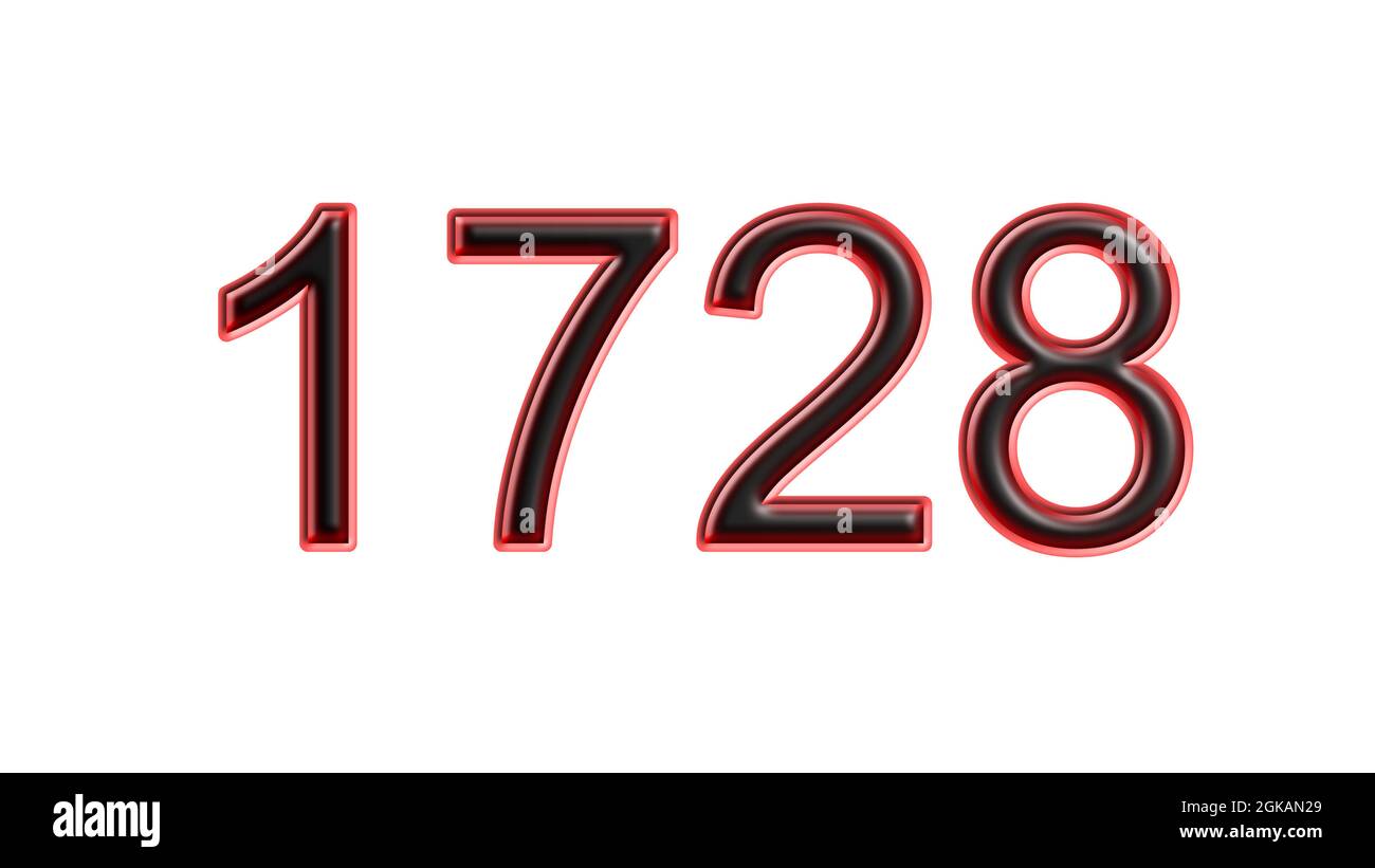 red 1728 number 3d effect white background Stock Photo - Alamy