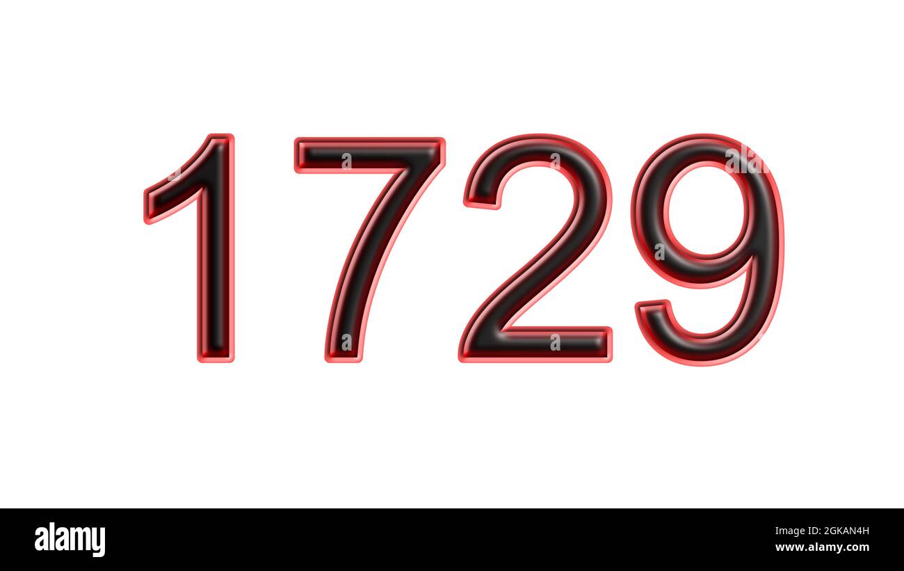 red 1729 number 3d effect white background Stock Photo - Alamy