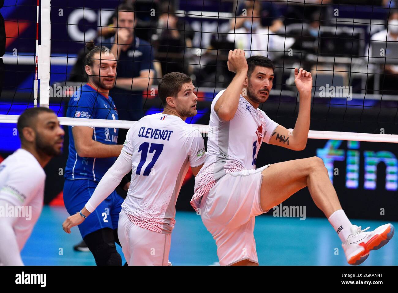 Ostrava, Czech Republic. 13th Sep, 2021. From left Earvin Ngapeth of ...