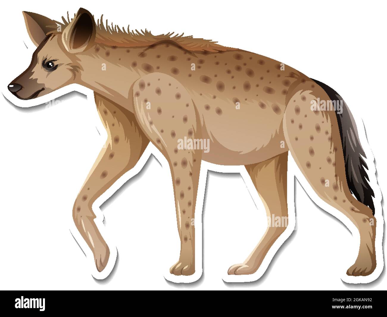 A sticker template of hyena cartoon character illustration Stock Vector ...