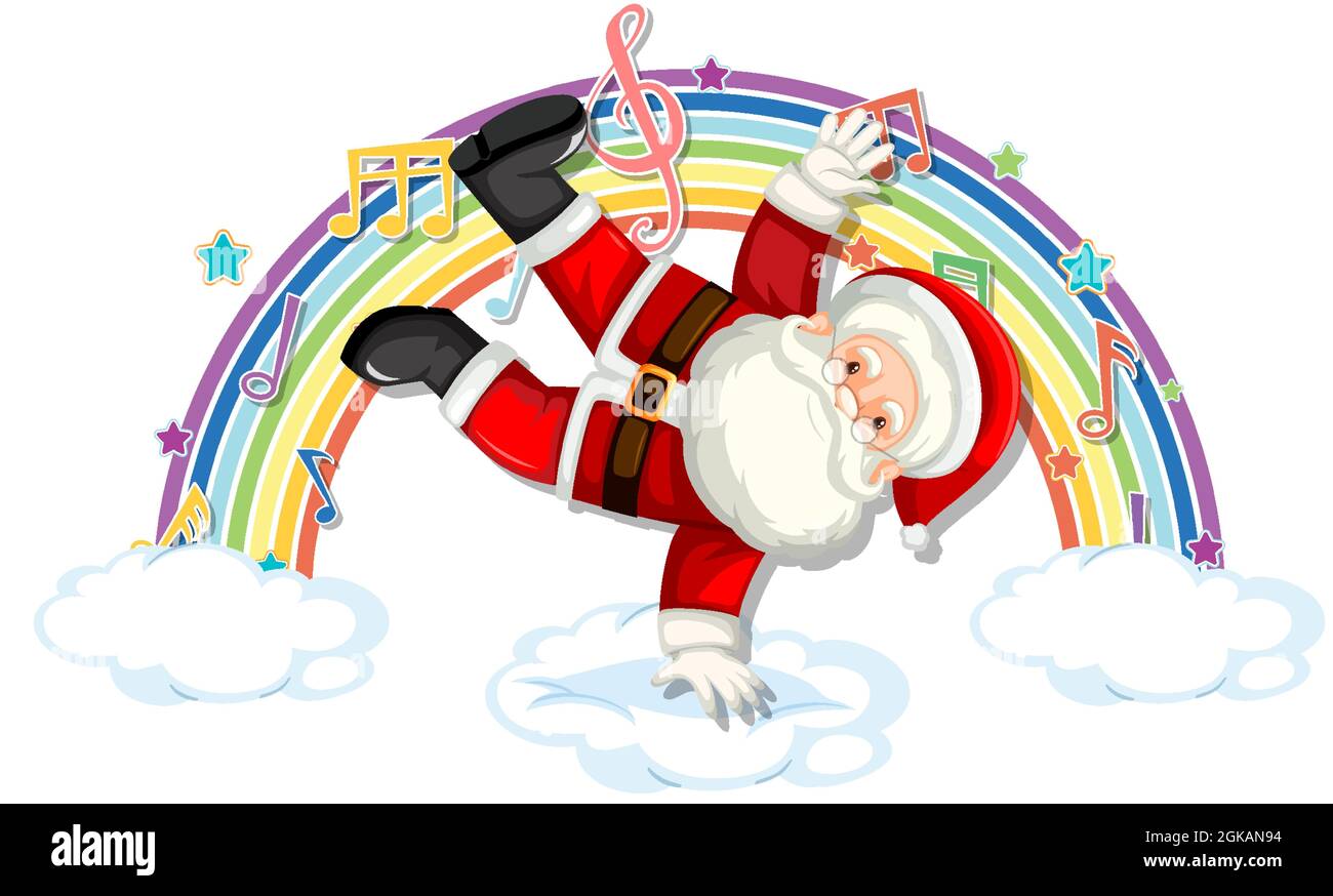 Santa Claus with melody symbols on rainbow illustration Stock Vector ...