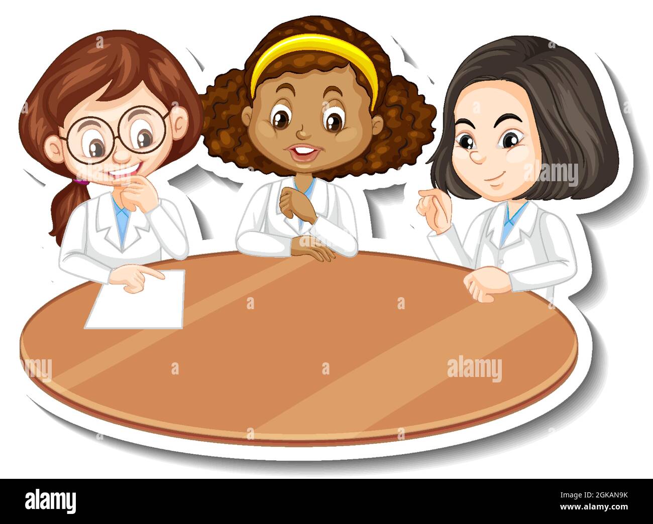 Three scientist girls cartoon character illustration Stock Vector Image ...