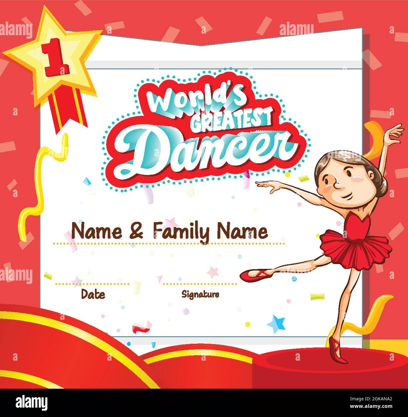 World greatest dancer certificate template illustration Stock Vector ...