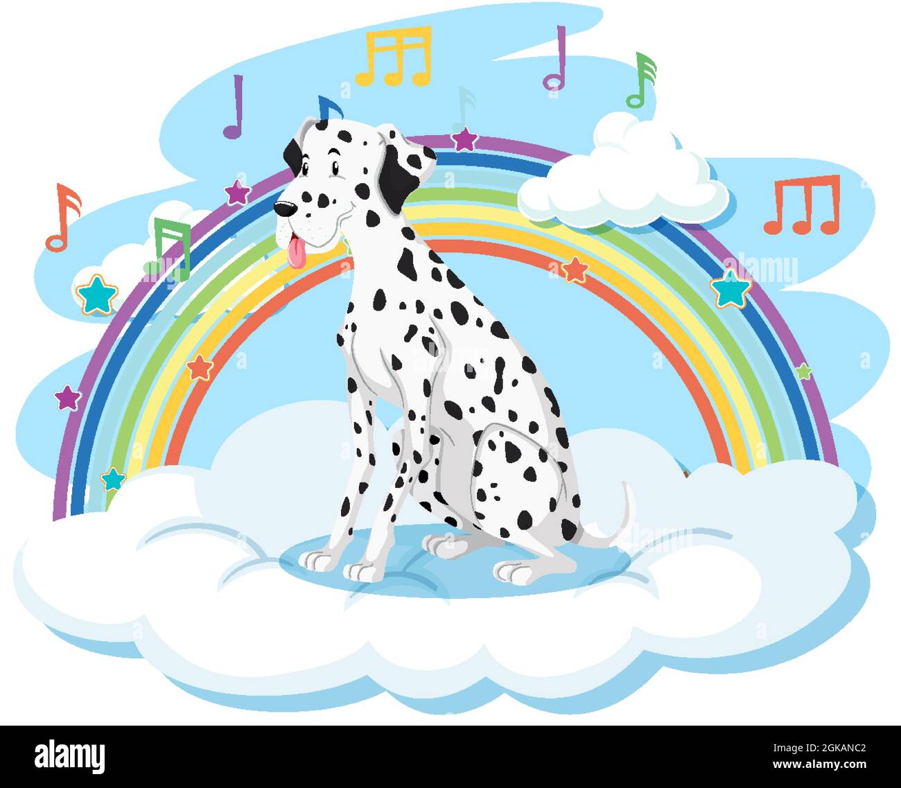 Cute dog on the cloud with rainbow illustration Stock Vector Image ...