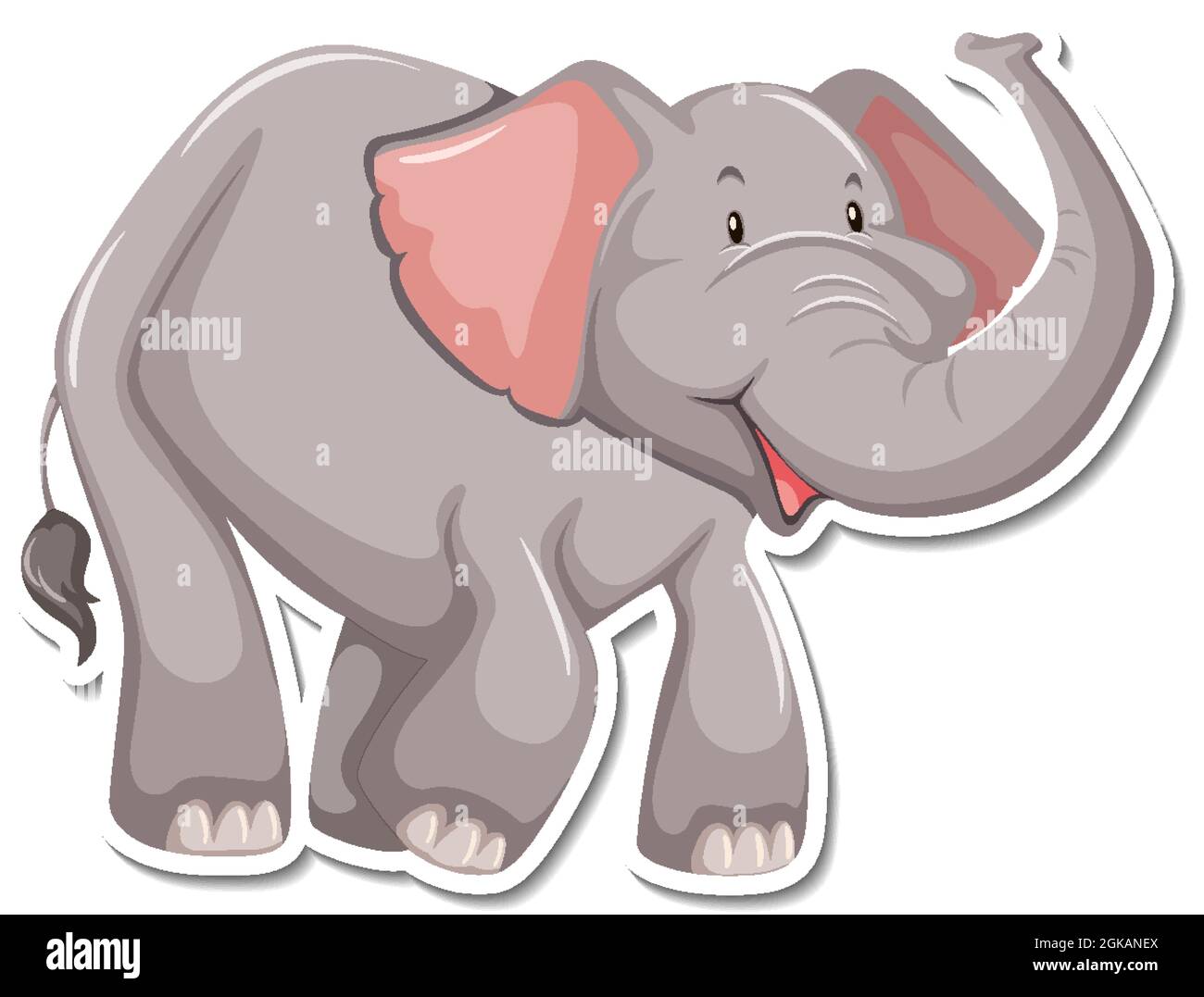 A sticker template of elephant cartoon character illustration Stock ...
