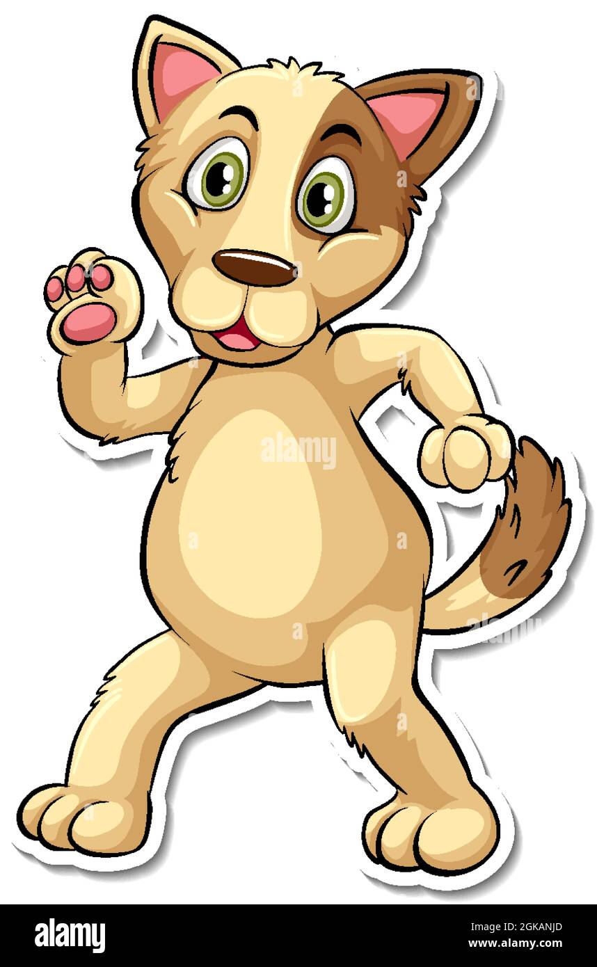 A sticker template of dog cartoon character illustration Stock Vector ...