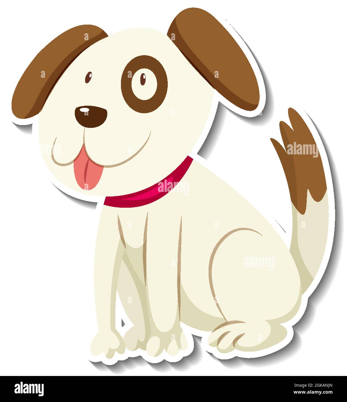 A sticker template of dog cartoon character illustration Stock Vector ...